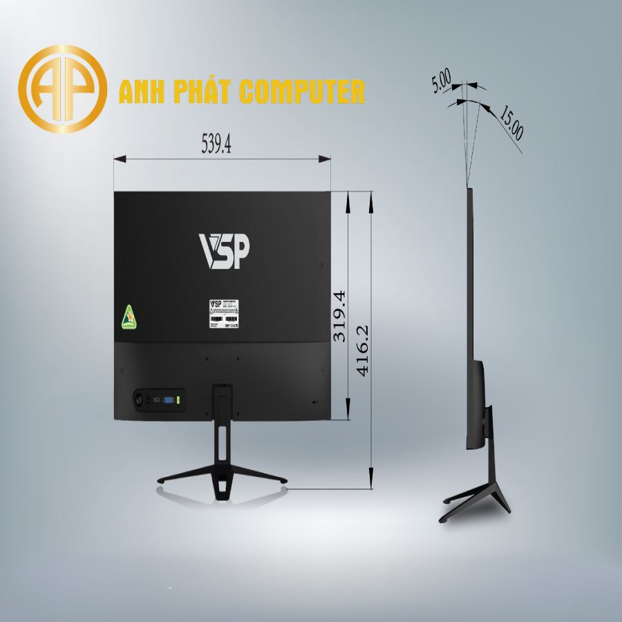 Màn Hình Máy Tính VSP tràn viền Slim Bezel V2408S (Trắng) (24inch, 75Hz, FHD, VA, Màn Phẳng ...